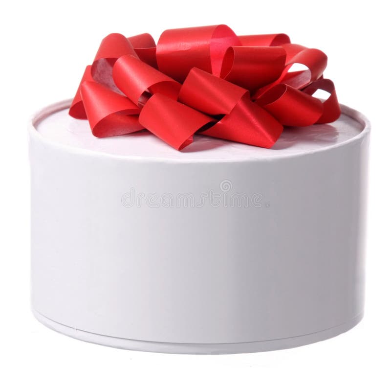 Open Round Gift Box with Red Ribbon Bow Stock Image - Image of ...