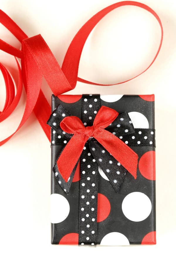 Gift box with red ribbon stock image. Image of element - 31618225