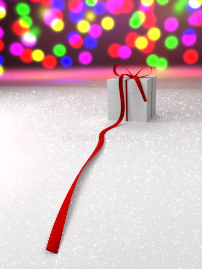 Gift Box with Red Ribbon and Colorful Lights (focus at the End O Stock ...
