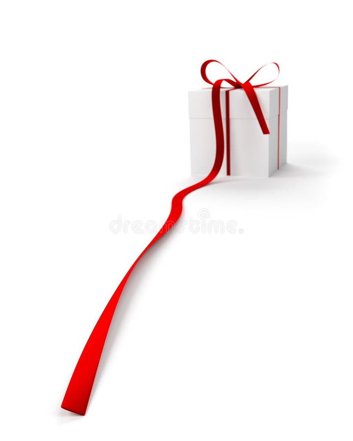 Gift Box with Red Ribbon (focus at the End of Ribbon) Stock ...