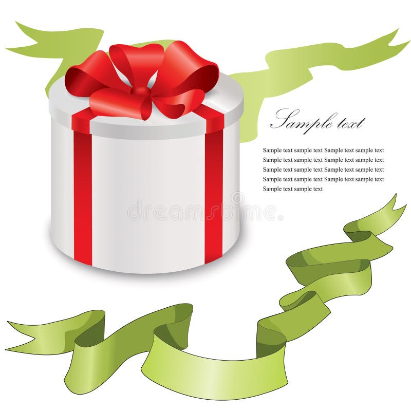Gift Box with Green Ribbons Bow Set. Stock Illustration - Illustration ...