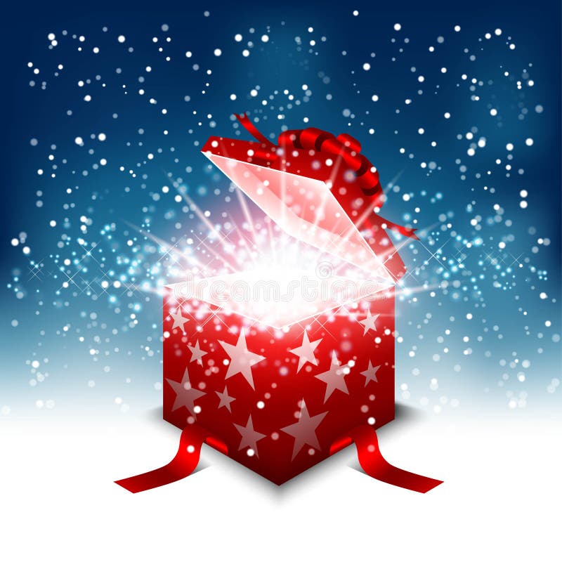 Opened Gift Box Surprise with Magic Glowing Shine Bright Particle ...