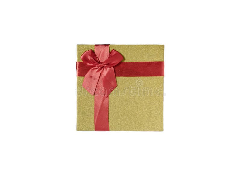 Gift Box in Red Yellow Top View Isolate Stock Photo - Image of side ...