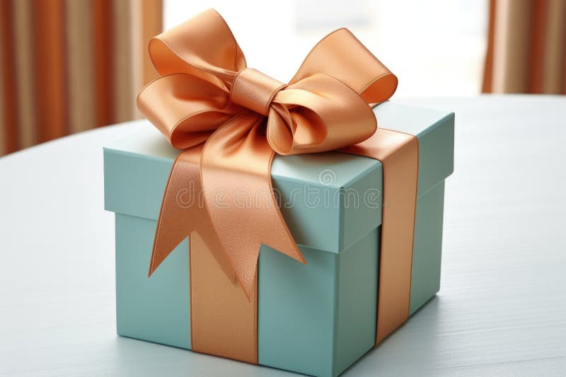 Gift Box with Ribbon and Bow Close-up Stock Illustration - Illustration ...