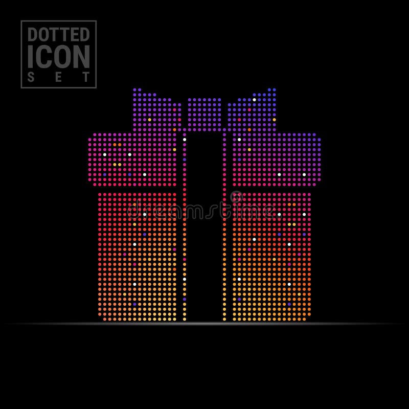 Gift Box with Ribbon Dot Pattern Icon. Gift Box Dotted Icon Isolated on ...