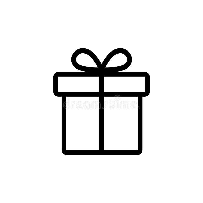 Gift Box with Ribbon Line Icon. Present Gift Box Vector Icon. Stock ...