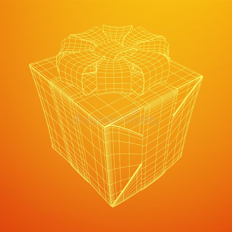 Gift Box with Ribbon Wireframe Stock Vector - Illustration of decor ...