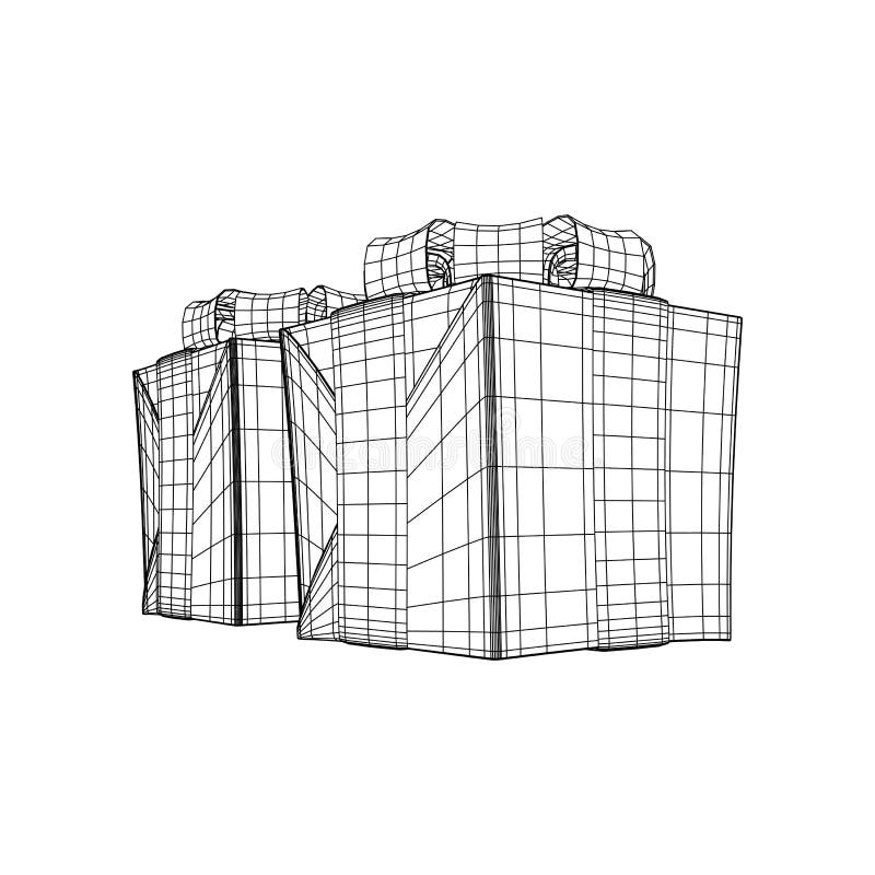 Gift Box with Ribbon Wireframe Stock Vector - Illustration of celebrate ...