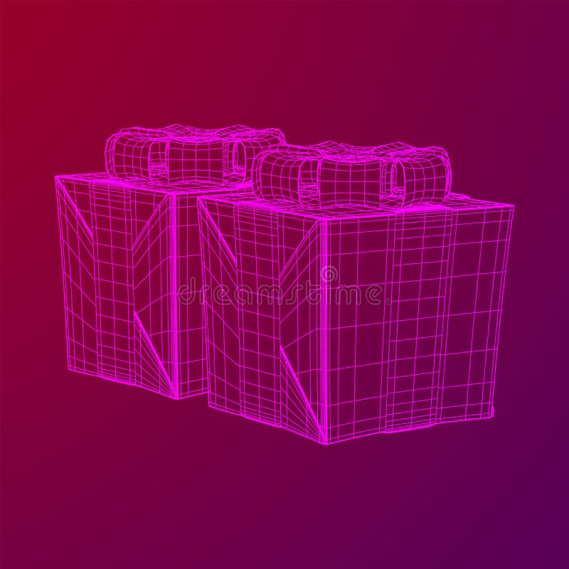 Gift Box with Ribbon Wireframe Stock Vector - Illustration of beautiful ...