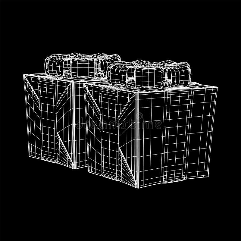 Gift Box with Ribbon Wireframe Stock Vector - Illustration of celebrate ...