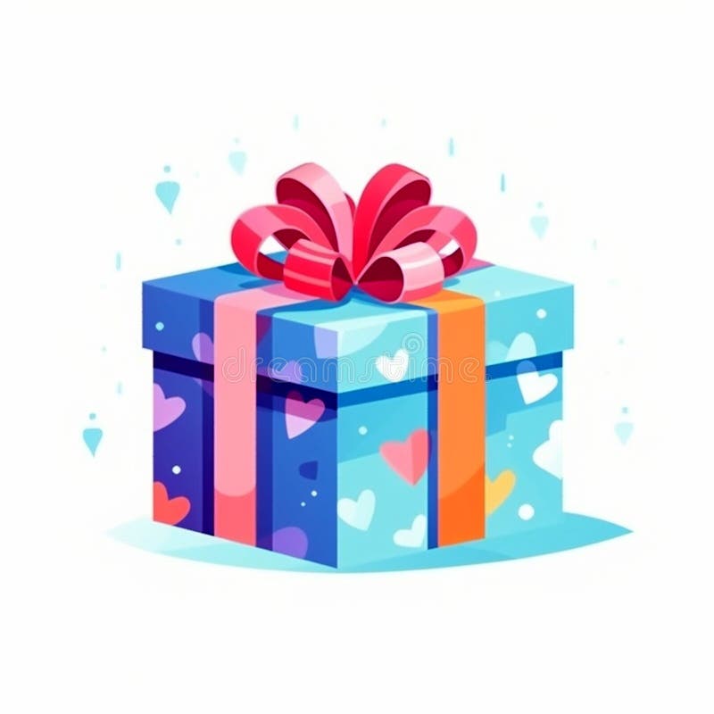 Gift Box with Ribbons in Vector Style on White Background Stock ...