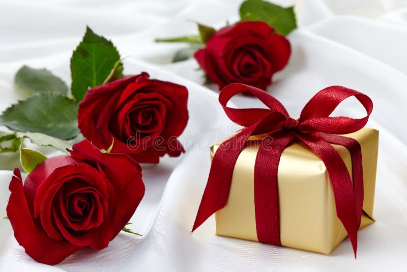 Gift box and roses stock photo. Image of bright, mothers - 37803006