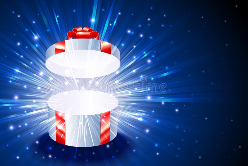 Open Gift Box with Ribbon and Magic Light Stock Vector - Illustration ...
