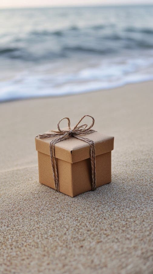 Gift Box on Sandy Beach by Ocean Waves: Nature and Celebration in a ...
