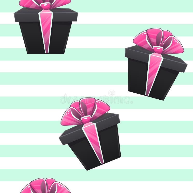 Seamless Surprise Gift Box Design Template. Different Rotation Present ...