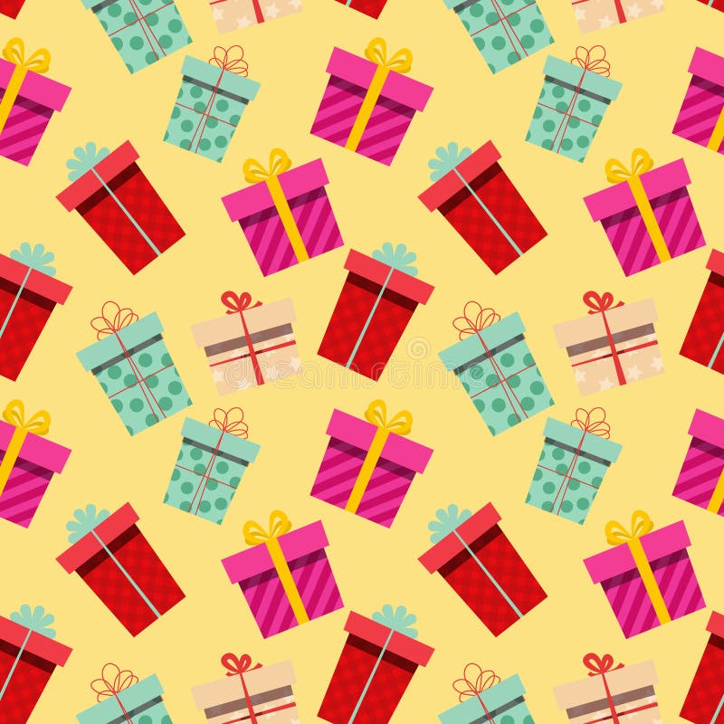 Gift box seamless pattern. stock vector. Illustration of ornament ...