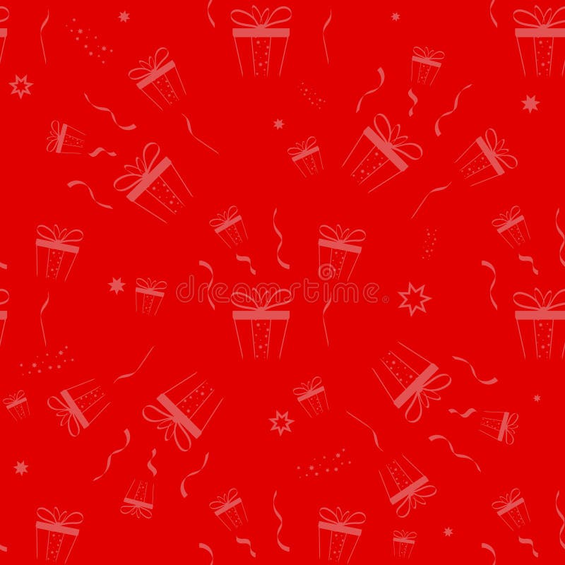 Gift Box Seamless Pattern. Vector Boxes with Gifts and Stars Background ...