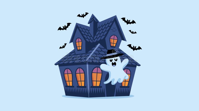 Gift Box Shaped Like Haunted House with Glowing Windows and Playful ...