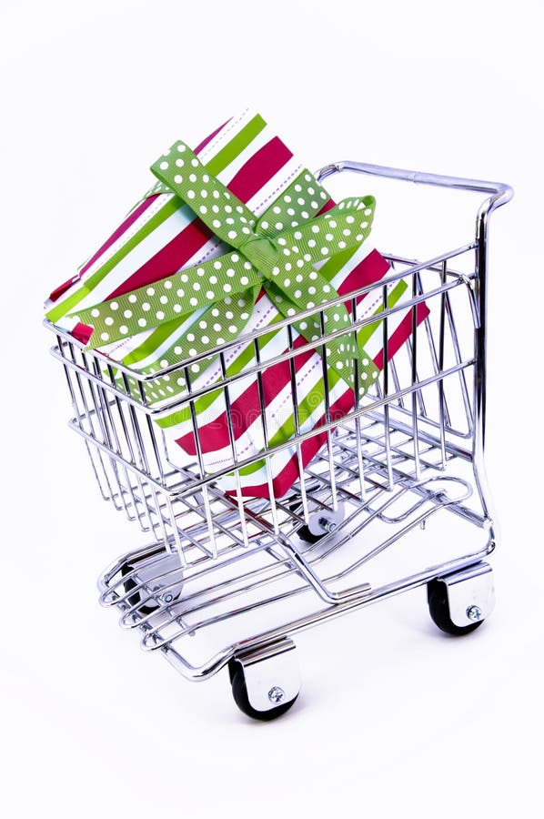 Gift box in shopping cart stock photo. Image of shopping - 11945436