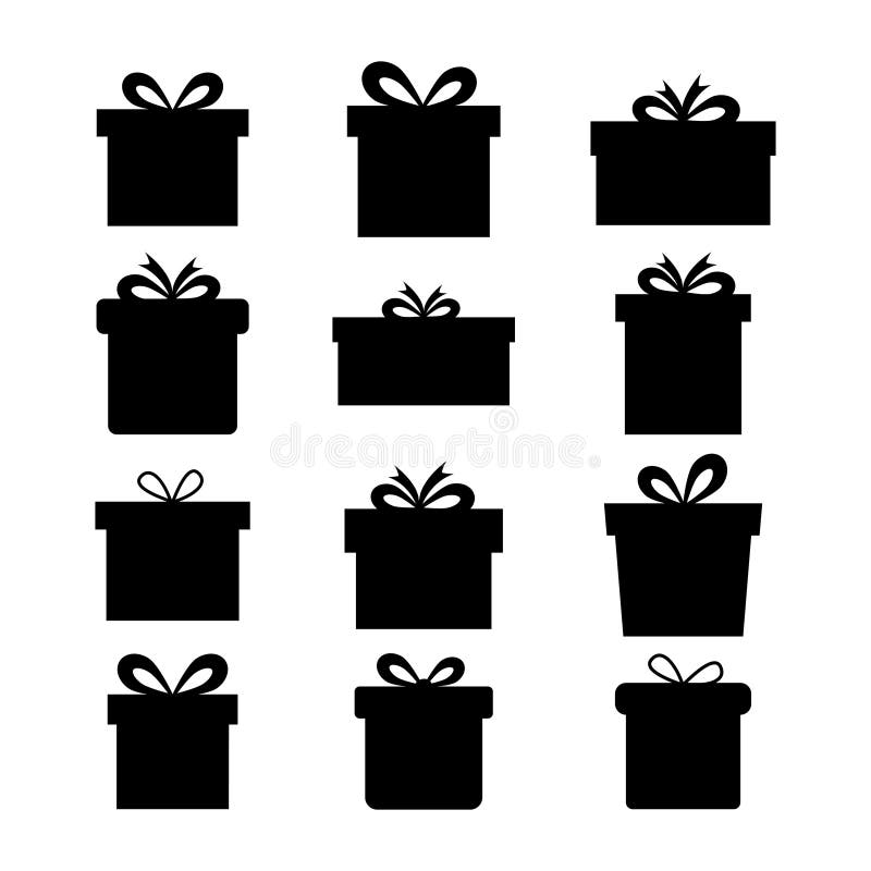 Gift Box Open Icon. Black Silhouette Vector Illustration Isolated on ...