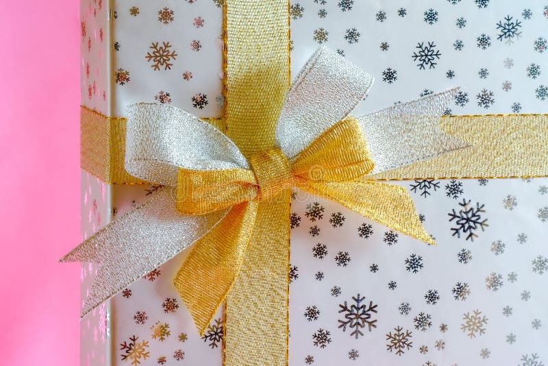 Gift Box Silver and Gold Ribbon Stock Image - Image of present ...