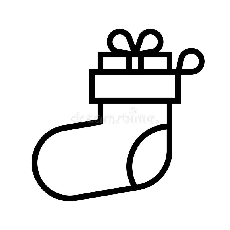 Gift Box in a Sock Vector Illustration, Line Style Icon Stock Vector ...