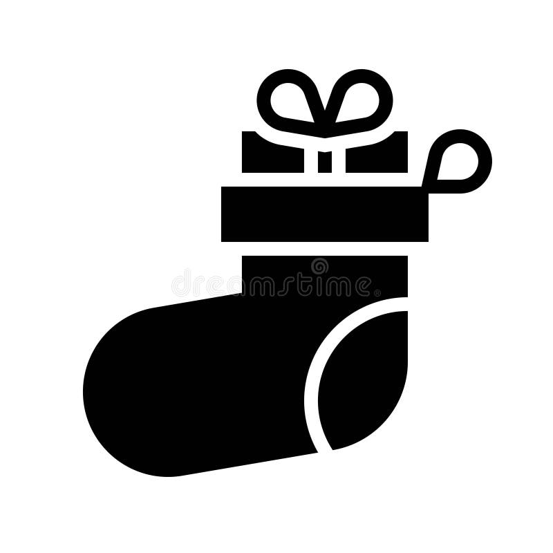 Gift Box in a Sock Vector Illustration, Solid Style Icon Stock Vector ...