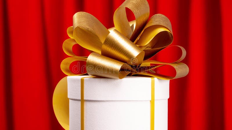 Gift Box Spinning with Gold Bow Stock Video - Video of present, party ...