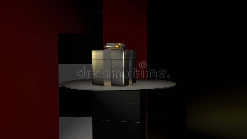 A Gift Box Stands on a Stand or Showcase in a Store. Evening. Stock ...