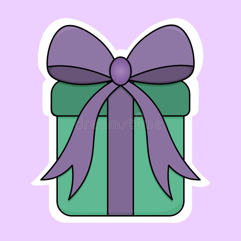Gift in a Box. Sticker on a White Backing. the Surprise Box is Tied ...