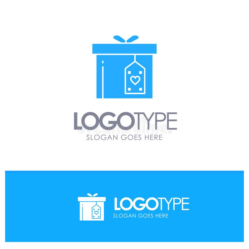 Gift Box, Box, Surprise, Delivery Blue Solid Logo with Place for ...