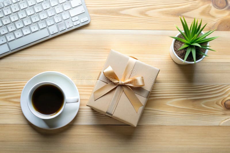 Gift box on the table stock illustration. Illustration of birthday ...