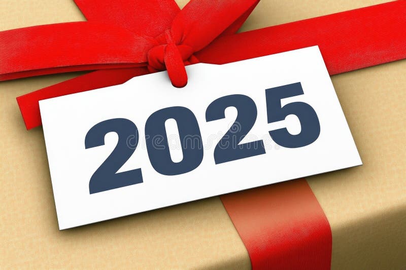 Gift Box with 2025 Tag: Future Holiday Celebration Concept Stock Image ...