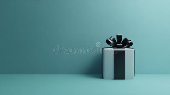 Gift Box Teal Background Studio Minimal Design Stock Photo - Image of ...