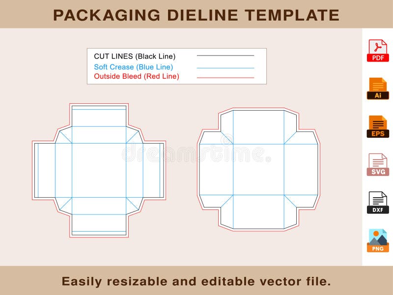 Gift Box Template, with Lid Dieline Template Stock Vector ...
