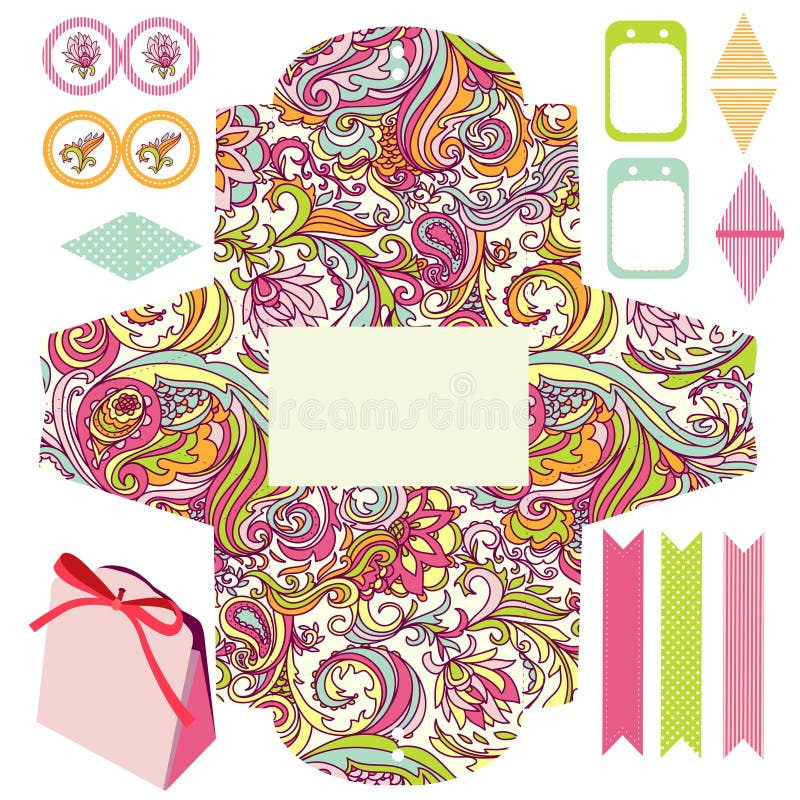 Gift Box Template Party Set Stock Vector - Illustration of folded ...