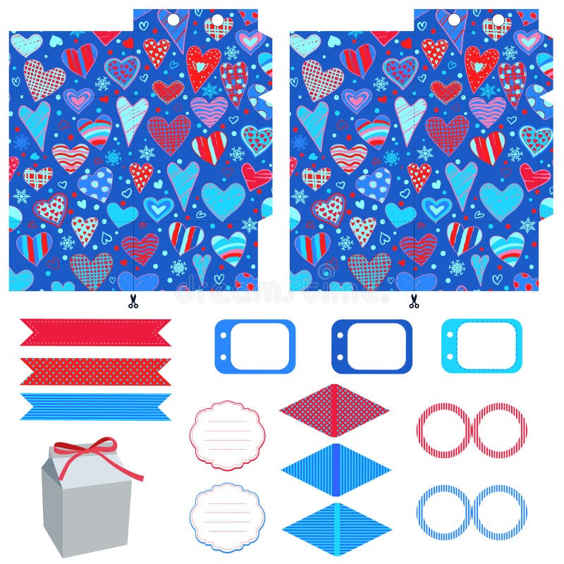 Gift Box Template Party Set Stock Vector - Illustration of cottage ...