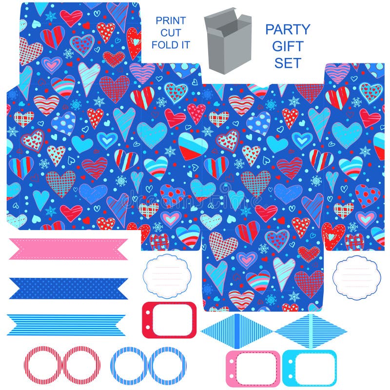 Gift Box Template Party Set Stock Vector - Illustration of package ...