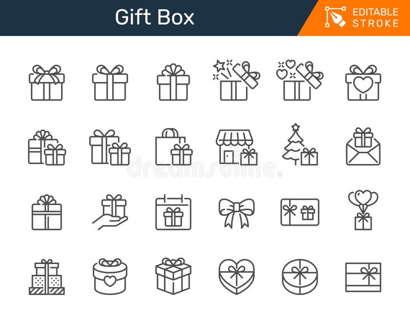 Gift Box Thin Line Icons. Editable Stroke. Pixel Perfect Stock Vector ...