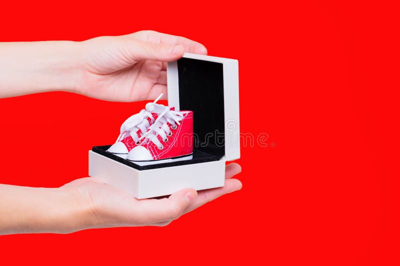 Miniature Toddler Canvas Shoes in a Gift Box Stock Image - Image of ...