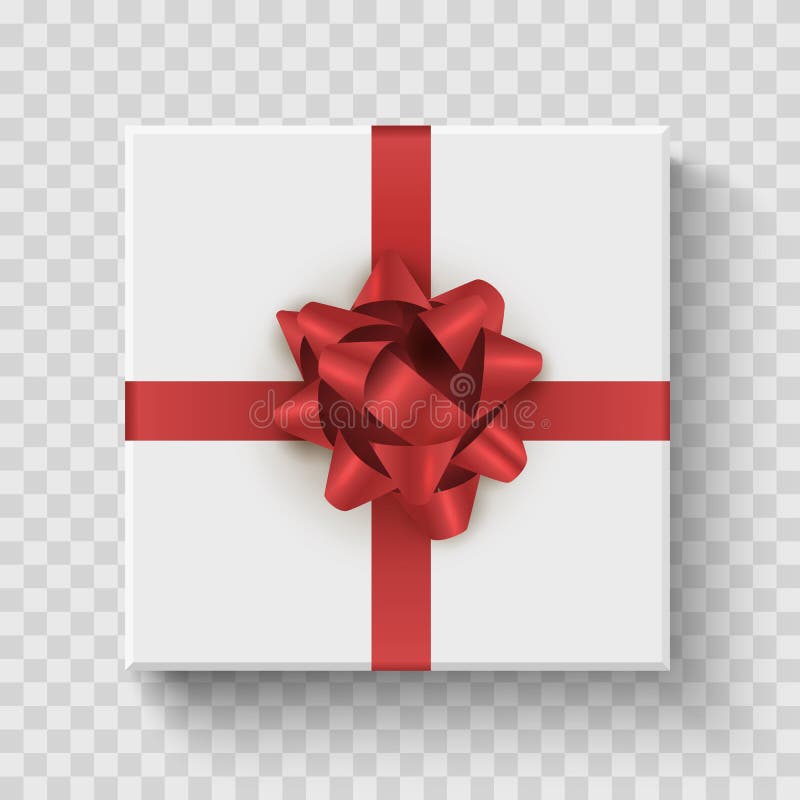 Gift Box Top View. Celebration Prize Square Box with Red Bow. Vector ...