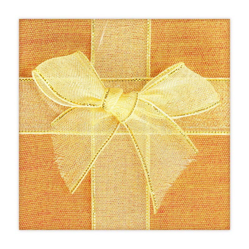 Gift Box Top View with Gold Ribbon and Bow Stock Illustration ...