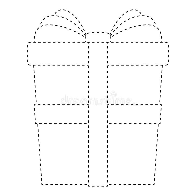 Gift Box Tracing Worksheet for Kids Stock Vector - Illustration of ...