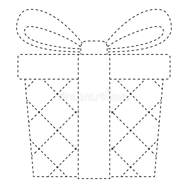 Gift Box Tracing Worksheet for Kids Stock Vector - Illustration of ...