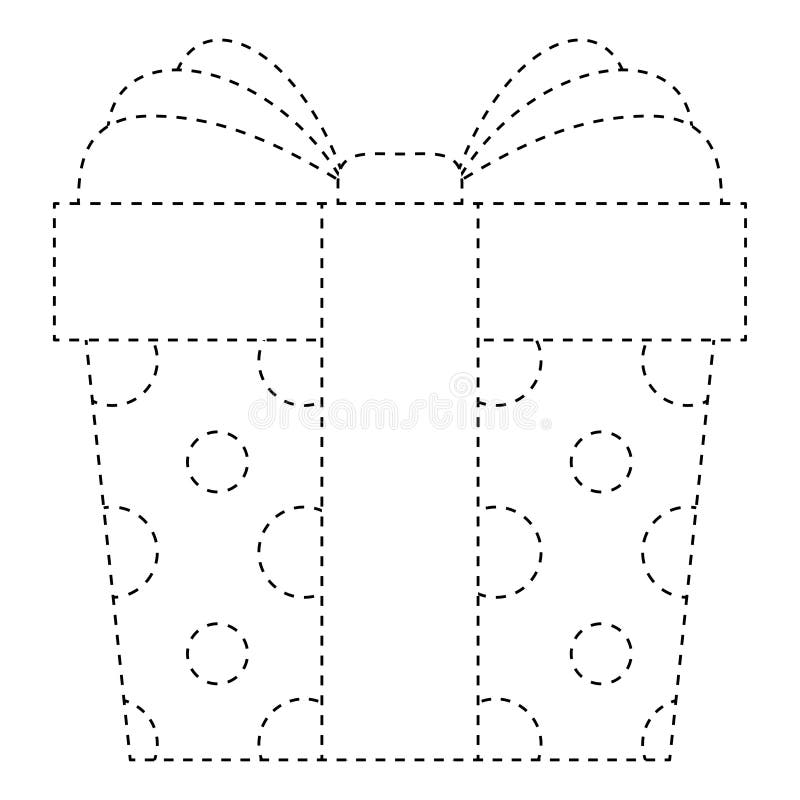 Gift Box Tracing Worksheet for Kids Stock Vector - Illustration of ...