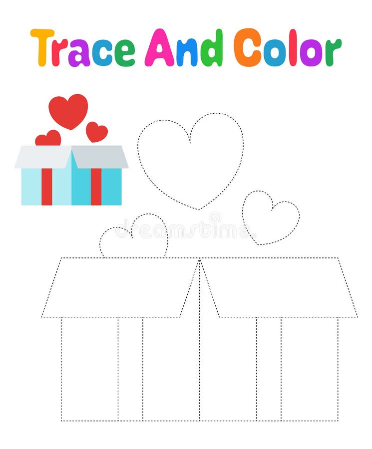 Gift Box Tracing Worksheet for Kids Stock Vector - Illustration of ...