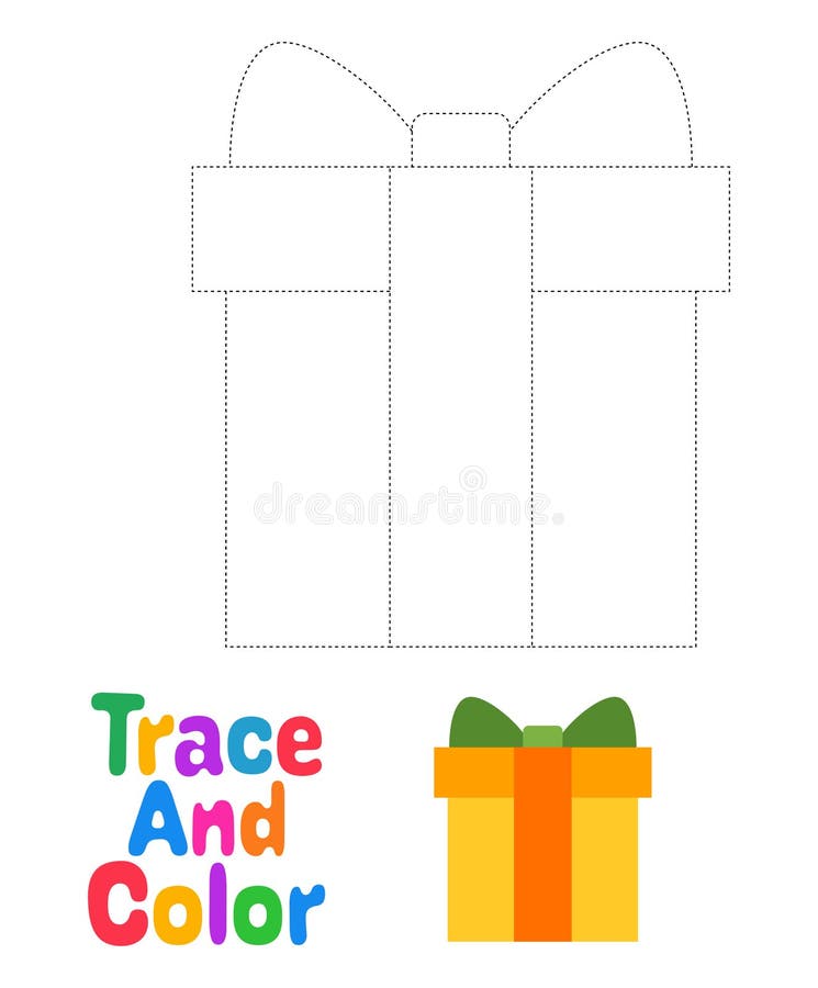 Gift Box Tracing Worksheet for Kids Stock Vector - Illustration of ...