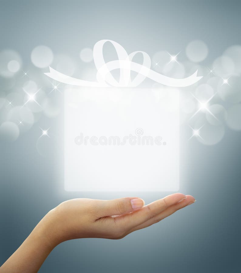 Gift Box Translucent in Hand Stock Photo - Image of greeting, christmas ...