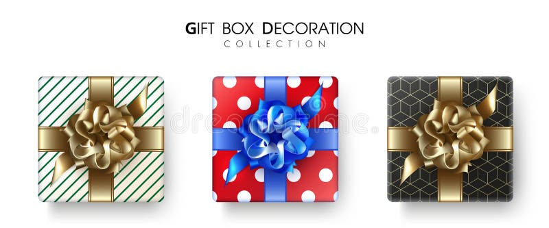 Gift Box 3 Type in Top View Items for Decoration Stock Vector ...