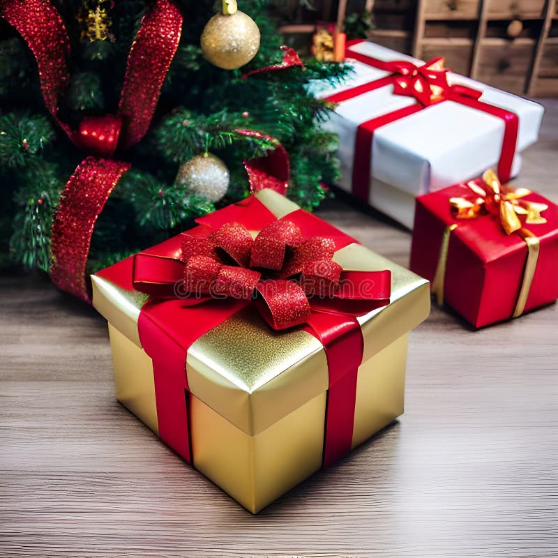 Gift Box Under Decorated Christmas Tree Stock Illustration ...